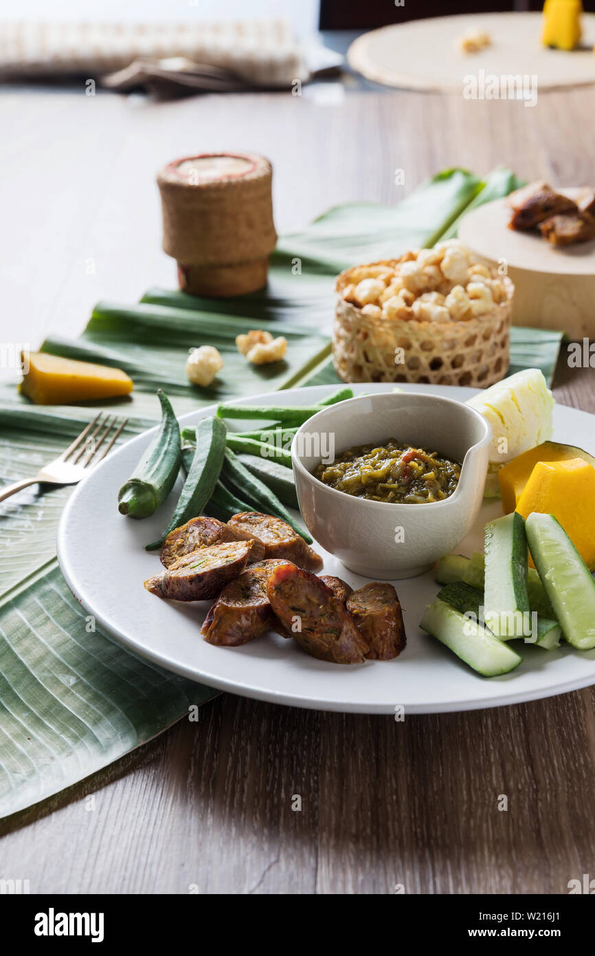 Thai northern food. Nam Prik Num (Northern Thai Green Chilli Dip ...