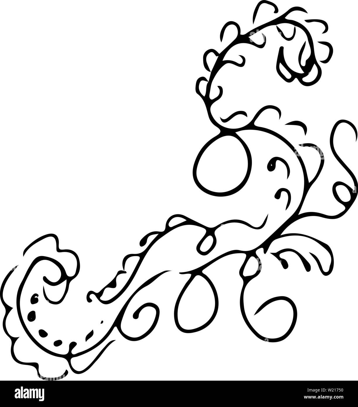 Abstract Wildflower Outline Icon Isolated On White White Hand Drawn