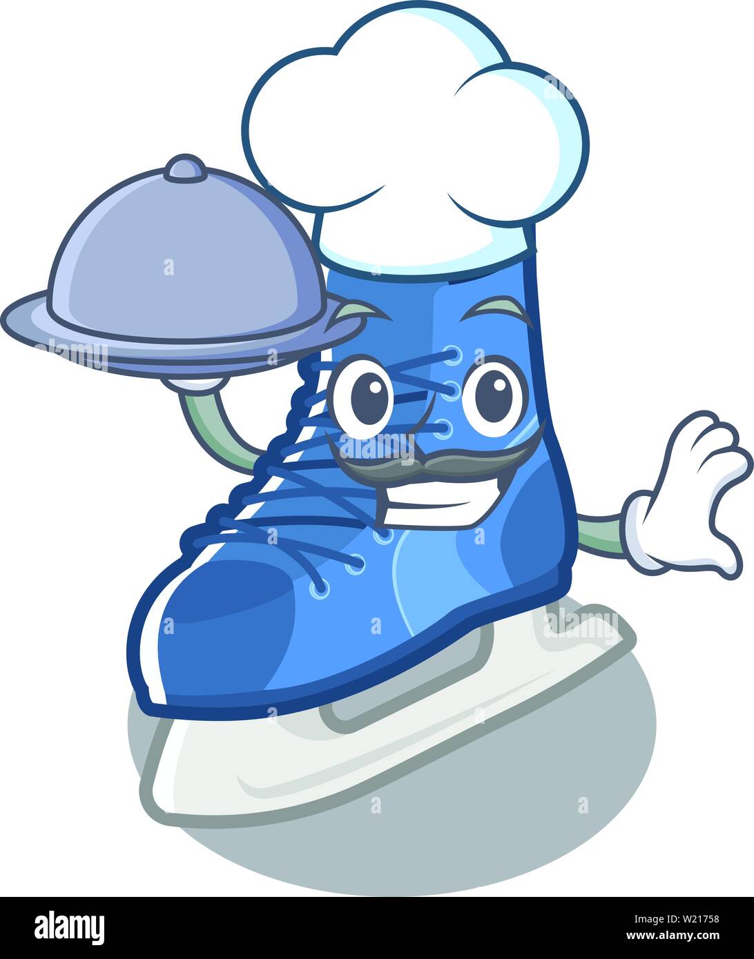 Chef with food ice skates in character wooden cabinets Stock Vector ...