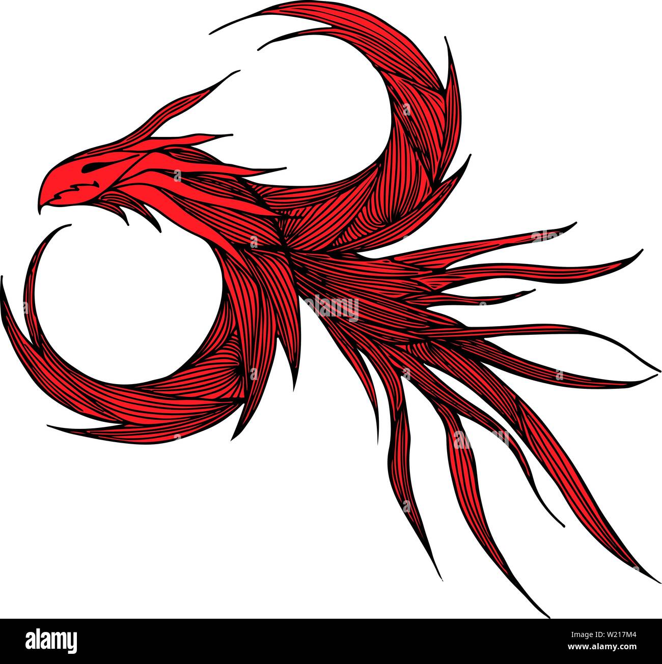 Hand drawn vector red dragon illustration. Fantastic dragon icon ...
