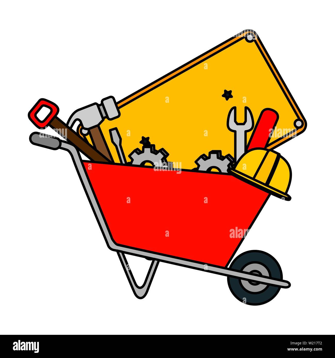 wheelbarrow construction with tools equipment Stock Vector Image & Art ...
