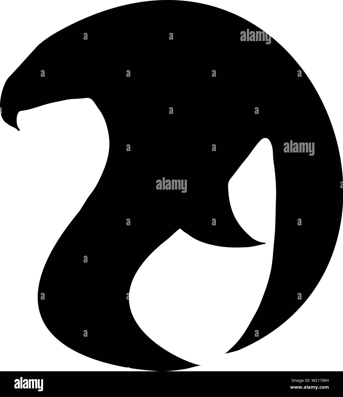 Hand drawn vector eagle illustration. Fantastic hawk icon. Freehand ...