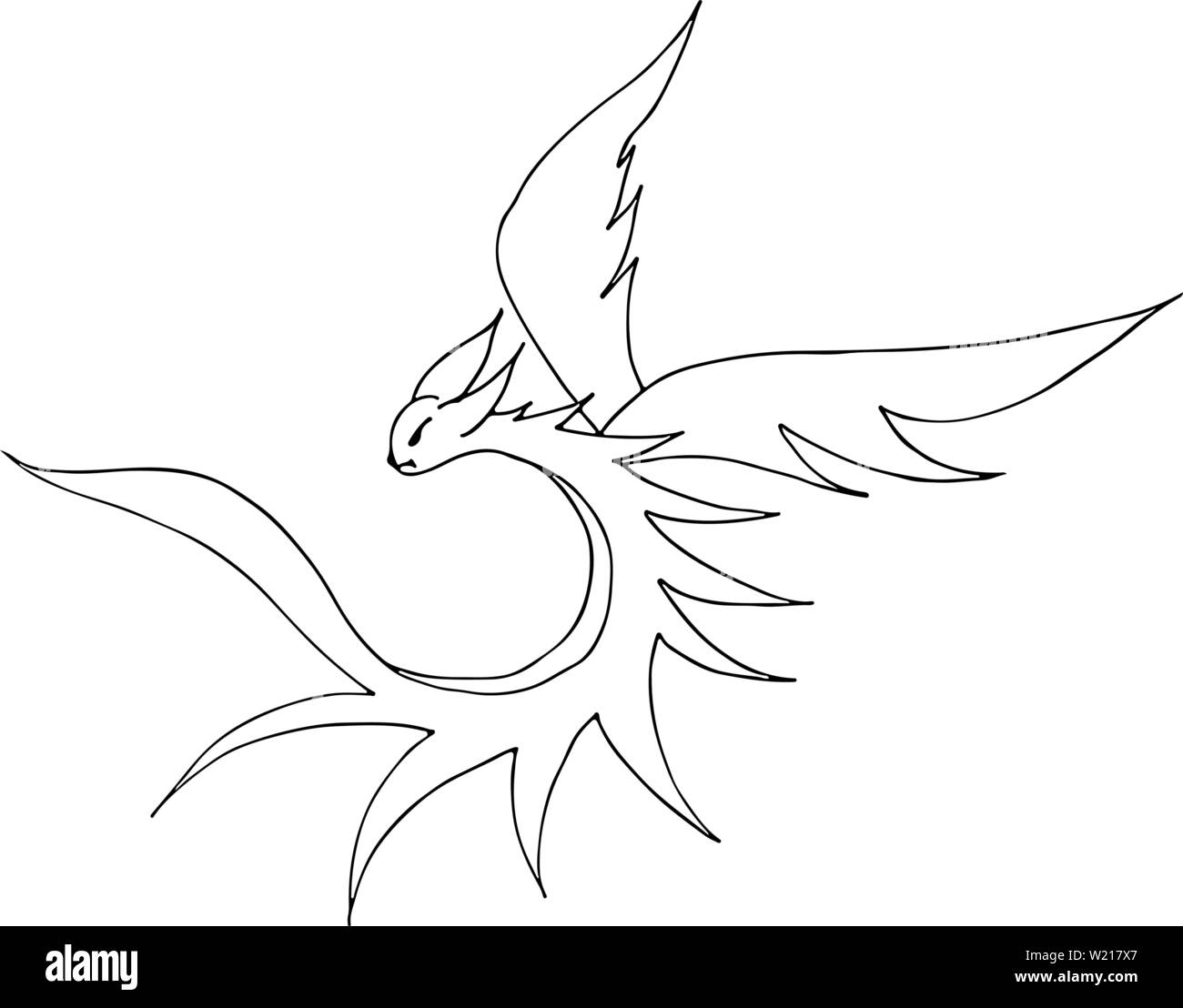 Hand drawn vector dragon illustration. Fantastic dragon icon. Freehand ...