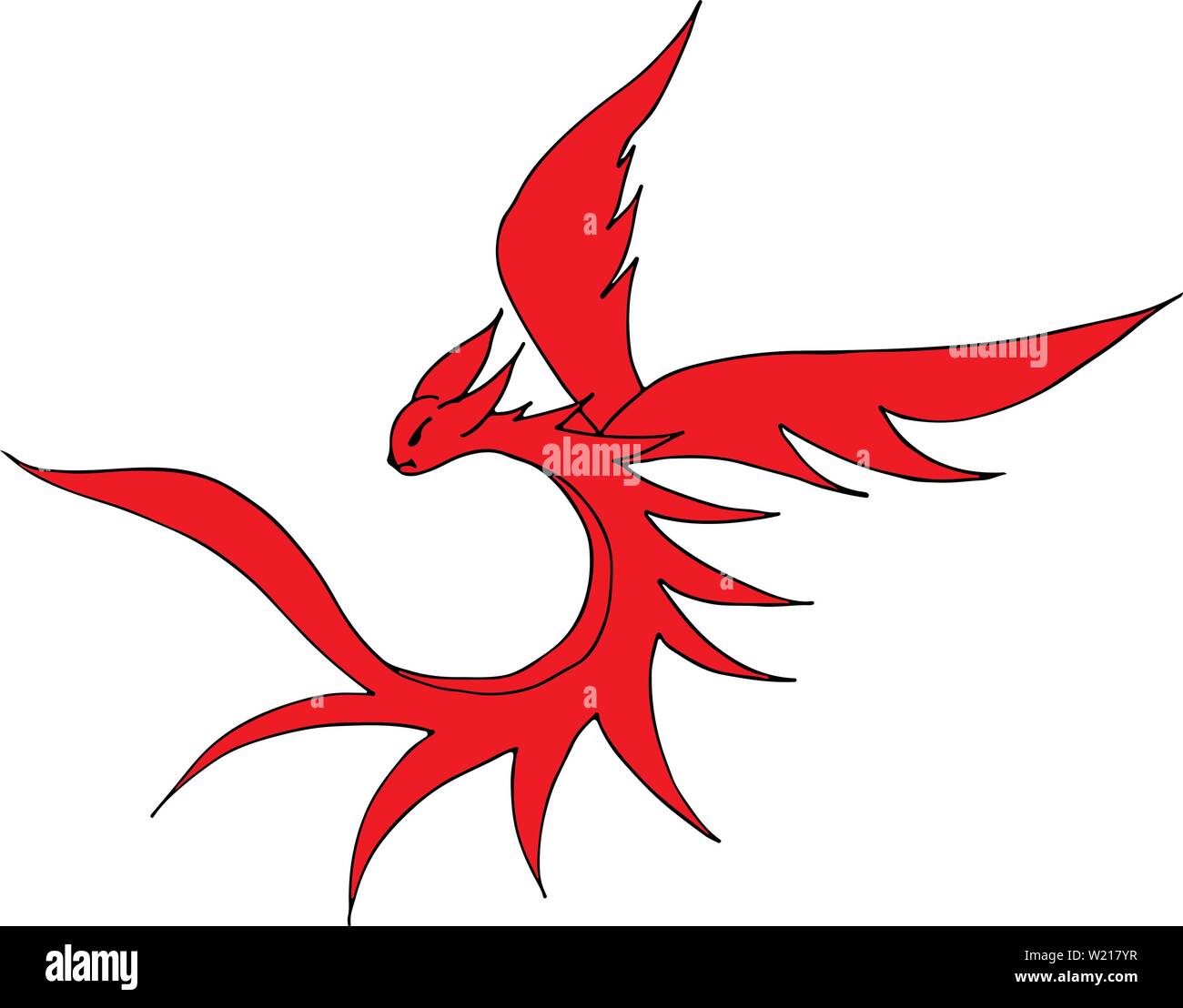 Hand drawn vector red dragon illustration. Fantastic dragon icon ...