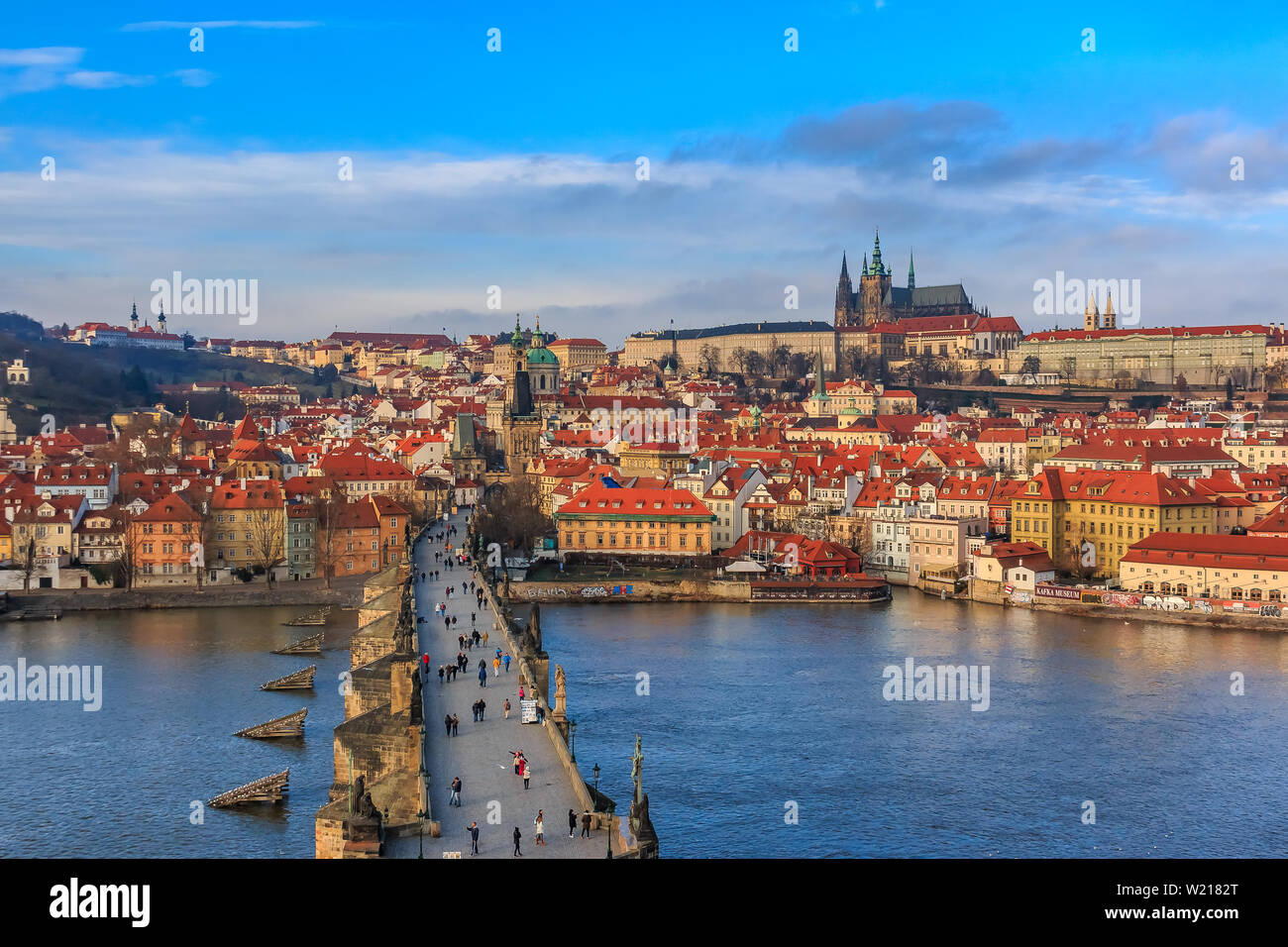 View onto Prague Castle from Charles Bridge a.k.a. Stone Bridge ...