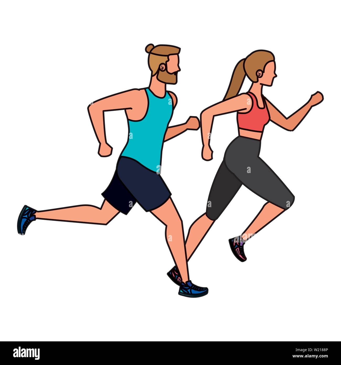 young athletic couple running characters Stock Vector Image & Art - Alamy