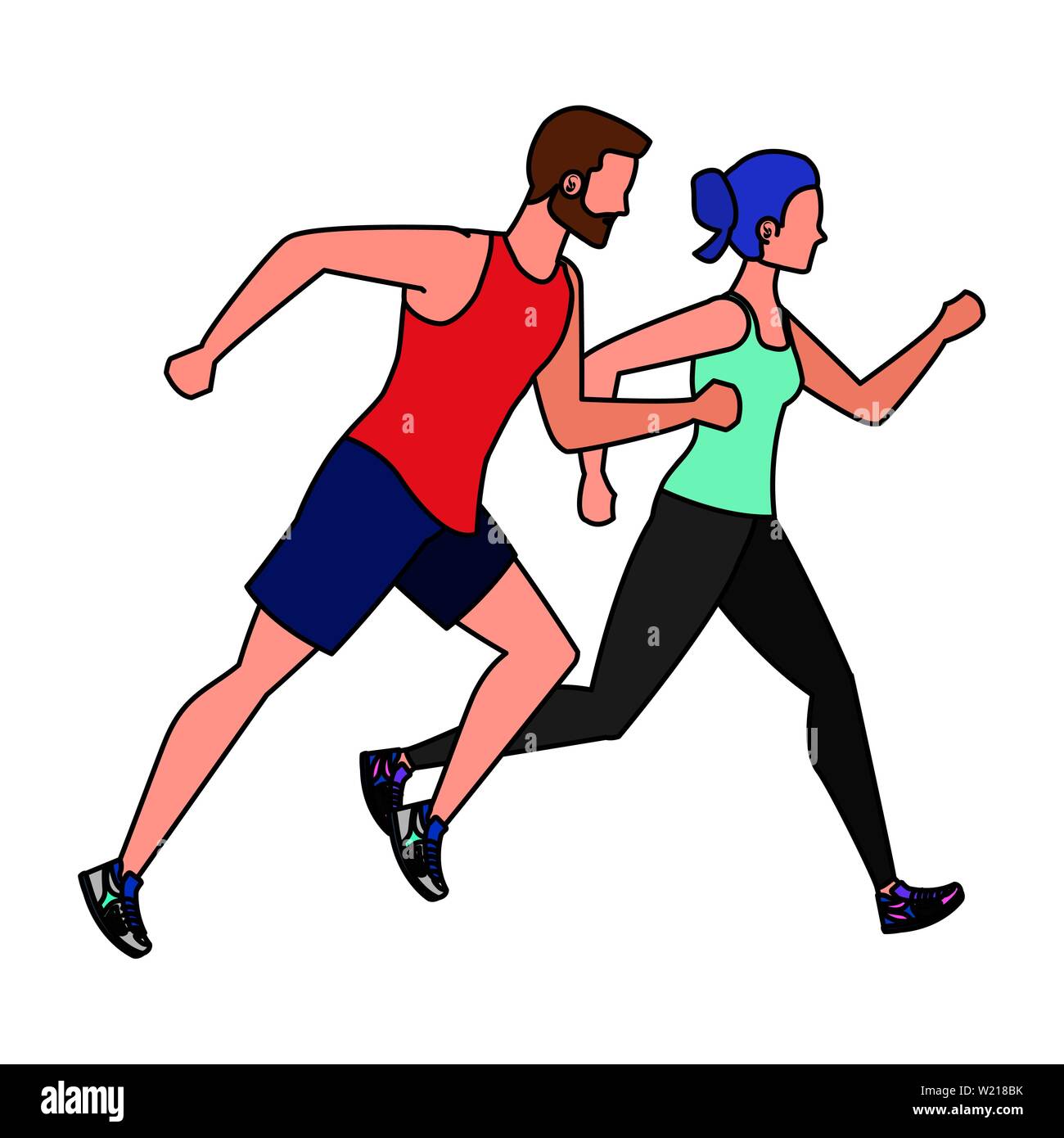 young athletic couple running characters Stock Vector Image & Art - Alamy