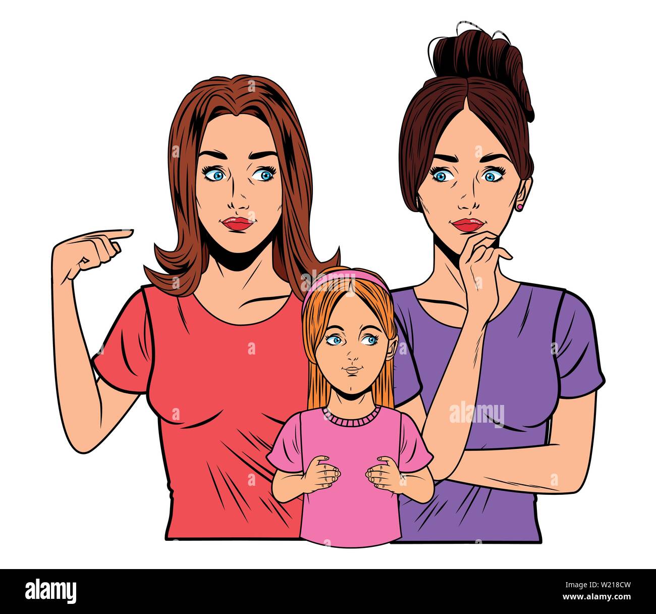 young women and little girl Stock Vector Image & Art - Alamy