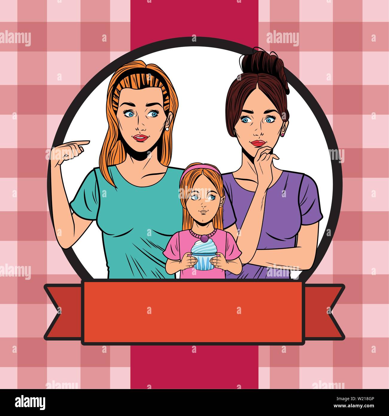 young women and little girl Stock Vector Image & Art - Alamy