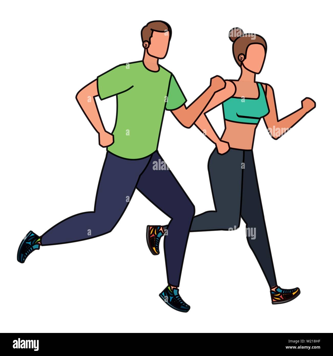 young athletic couple running characters Stock Vector Image & Art - Alamy