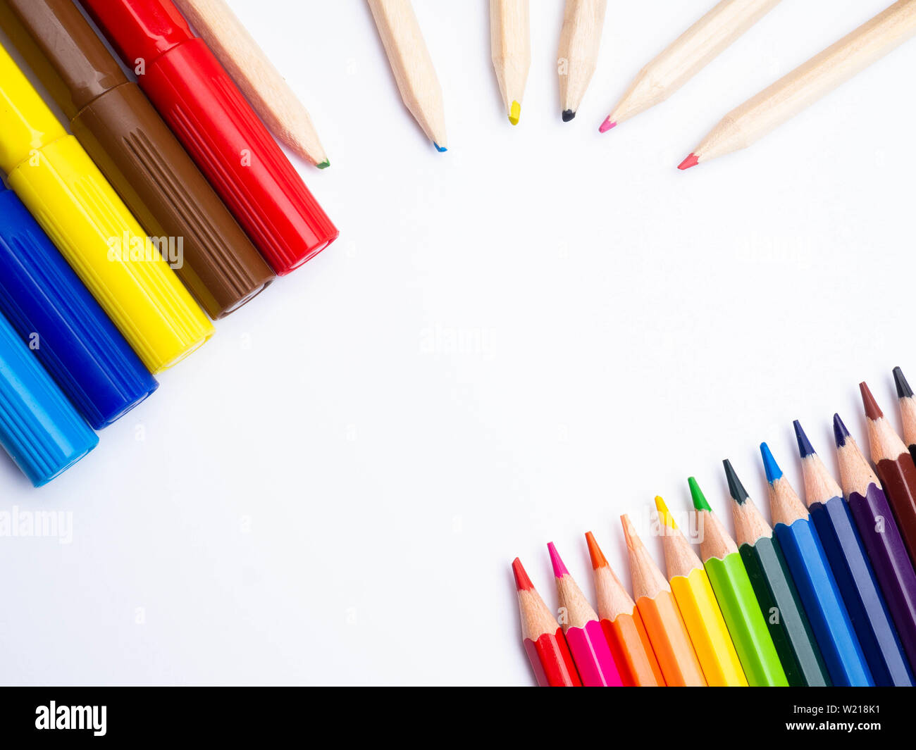 Back to school background with accessories for the schoolroom - pencils ...