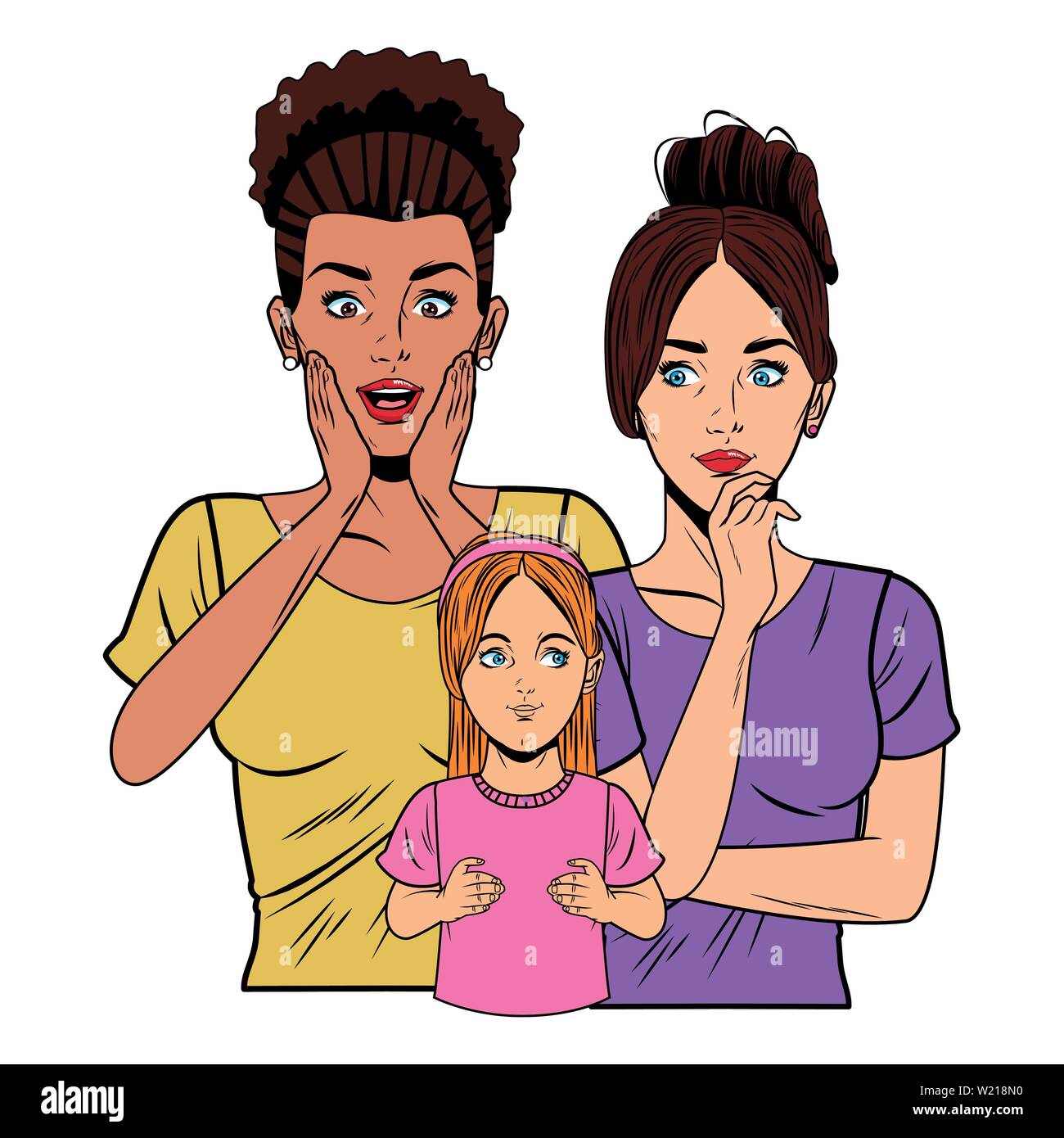 young women and little girl Stock Vector Image & Art - Alamy
