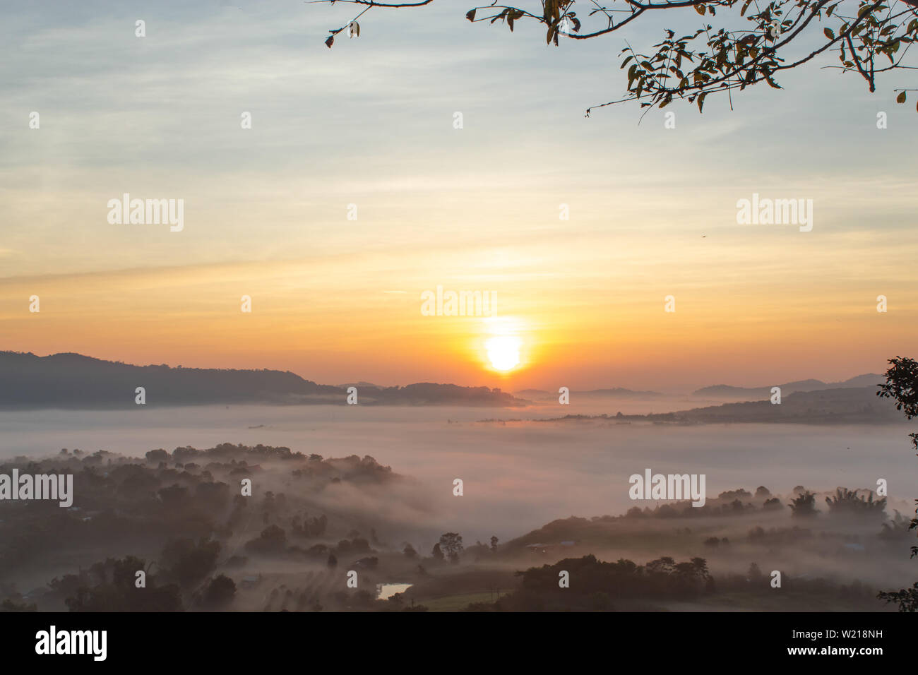 Fog and sun Morning after mountain Stock Photo - Alamy