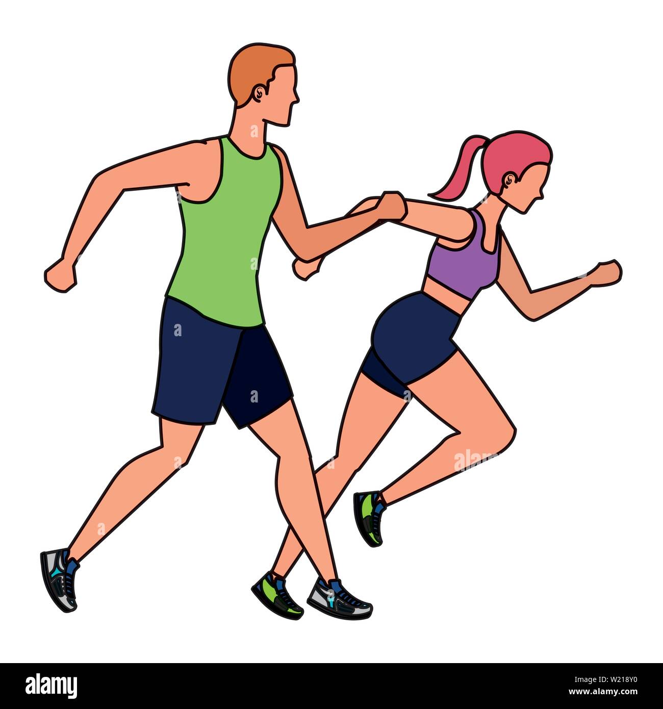 young athletic couple running characters Stock Vector Image & Art - Alamy