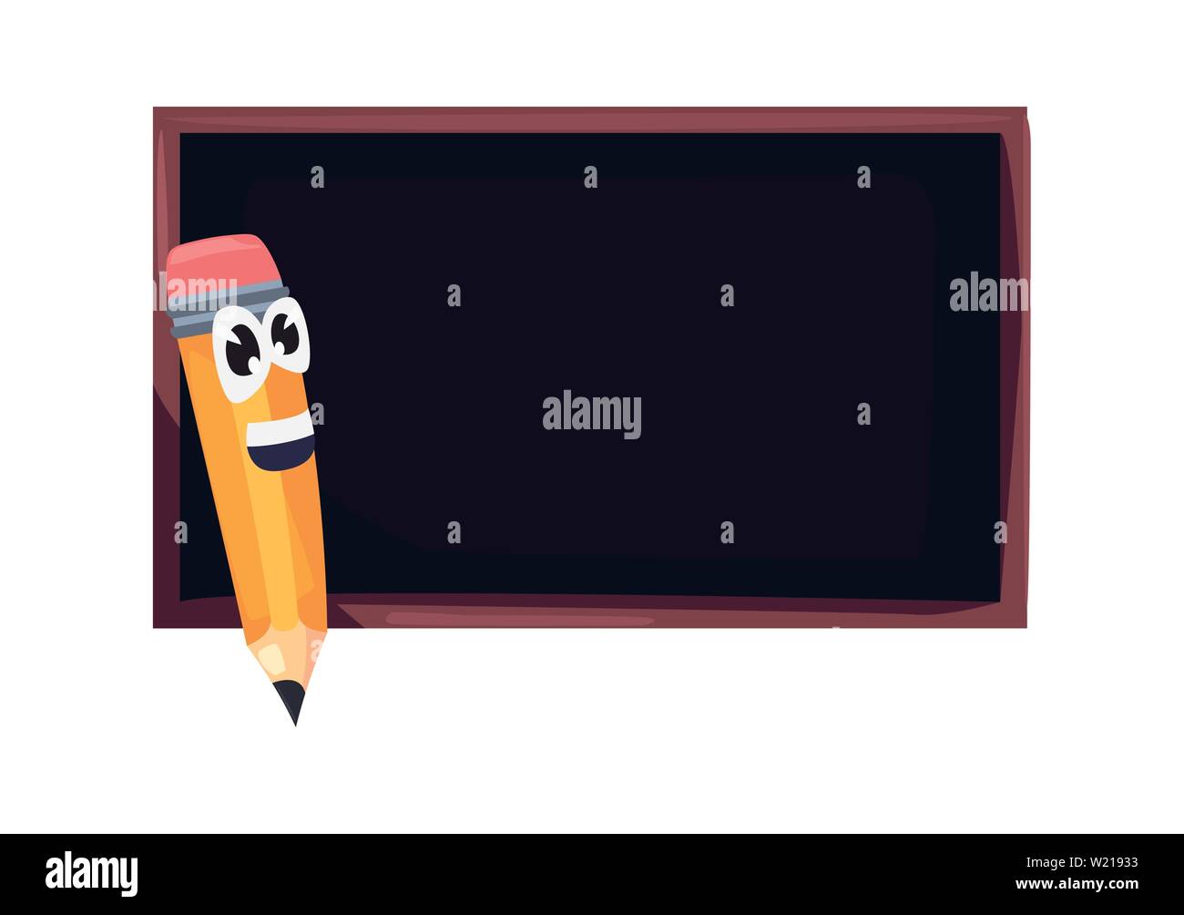 chalkboard pencil cartoon back to school flat design vector ...