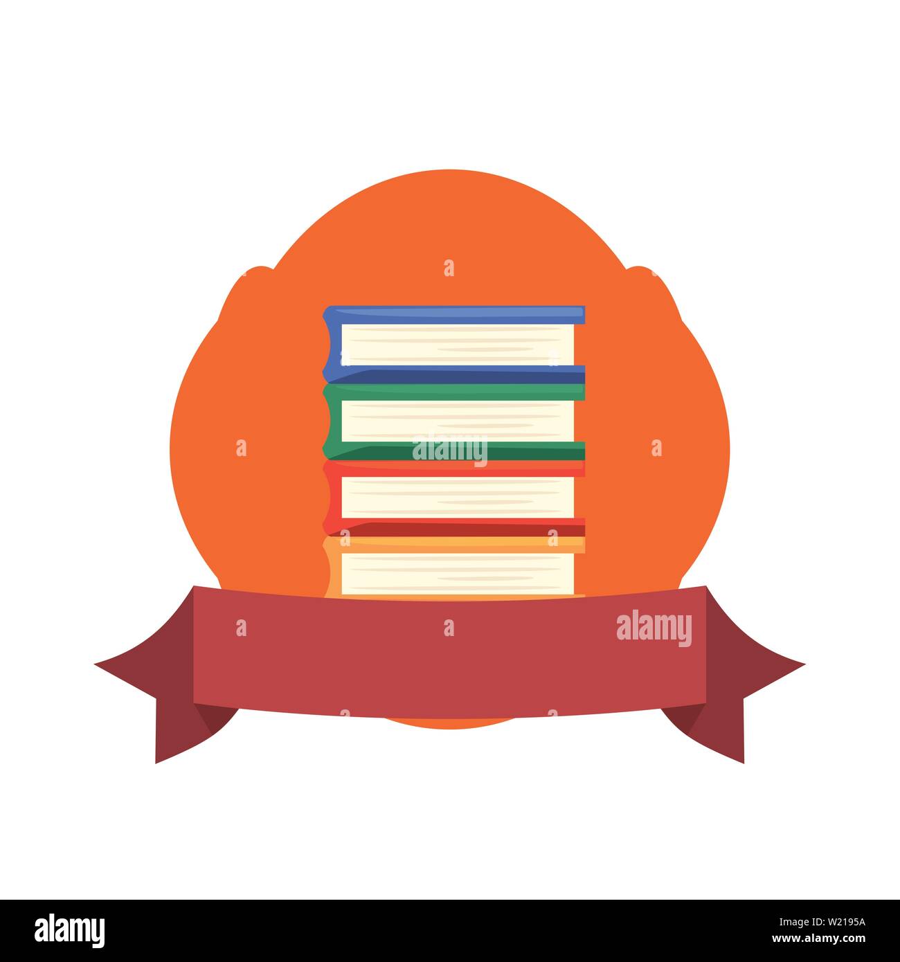 books back to school flat badge ribbon vector illustration Stock Vector ...