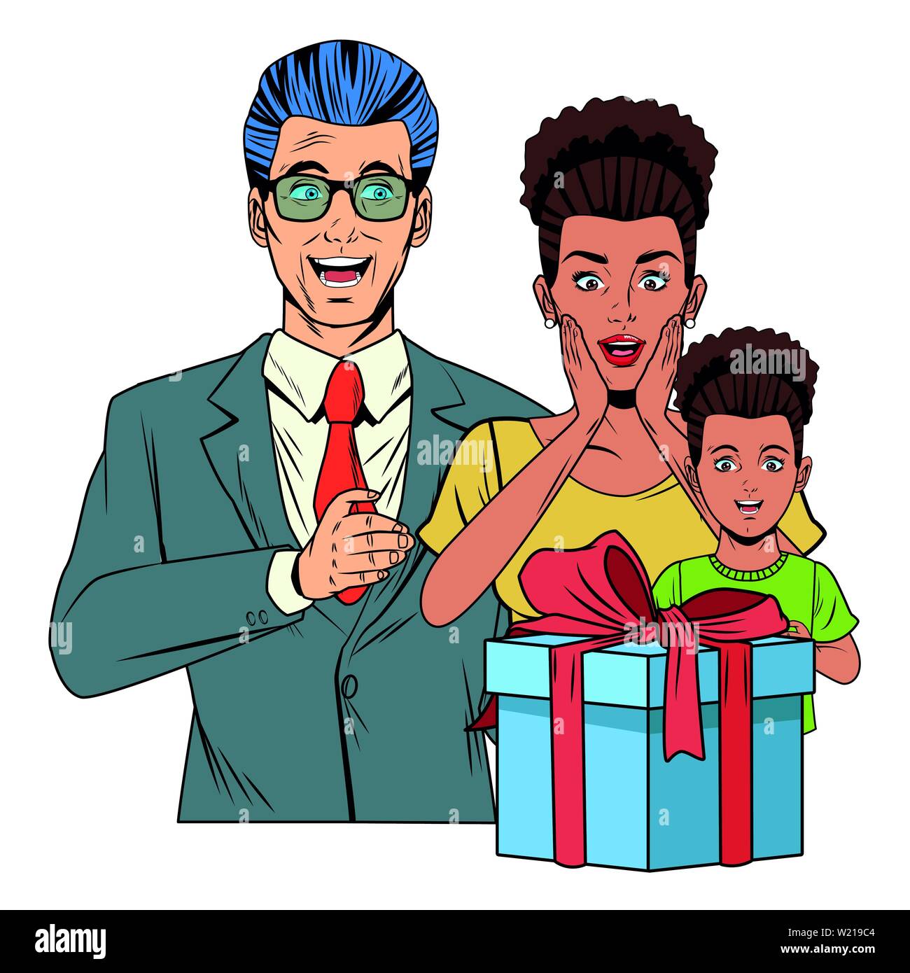 family avatar with gift box Stock Vector Image & Art - Alamy