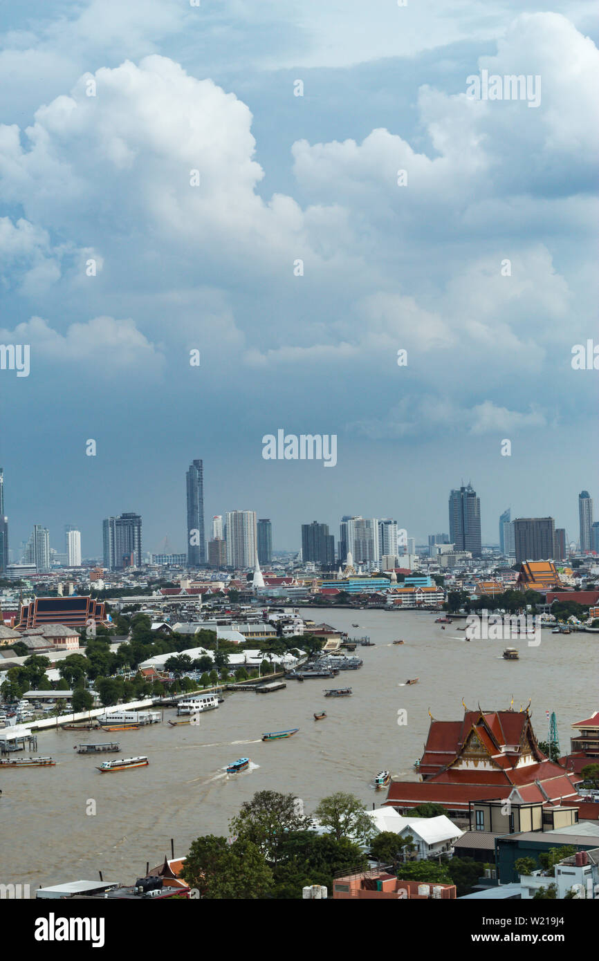 Cityscape view point and Chao Phraya River in Bangkok , Thailand Stock ...