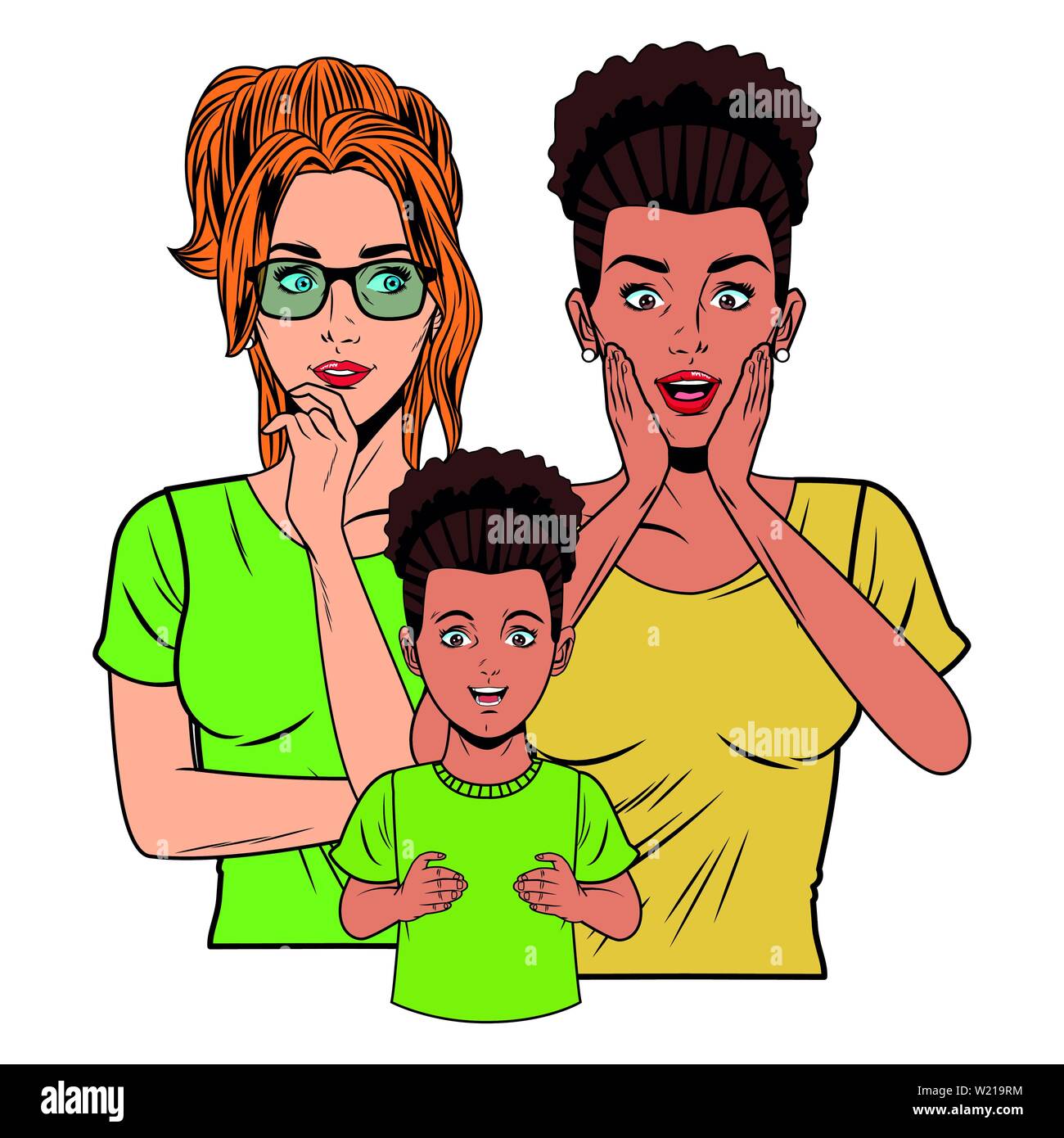 young women and little girl Stock Vector Image & Art - Alamy