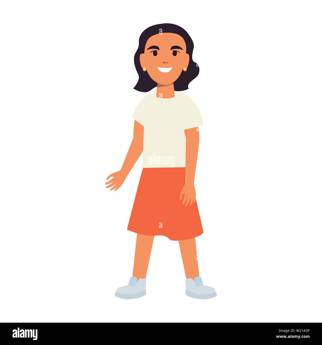 smiling girl character on white background vector illustration Stock ...