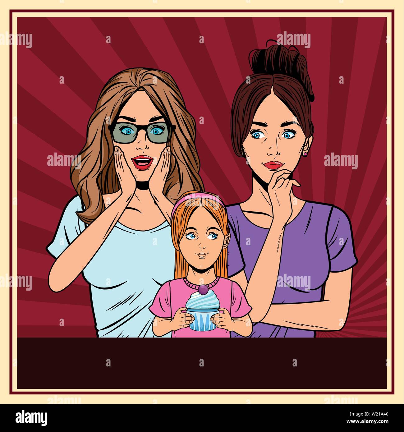 young women and little girl pop art Stock Vector Image & Art - Alamy