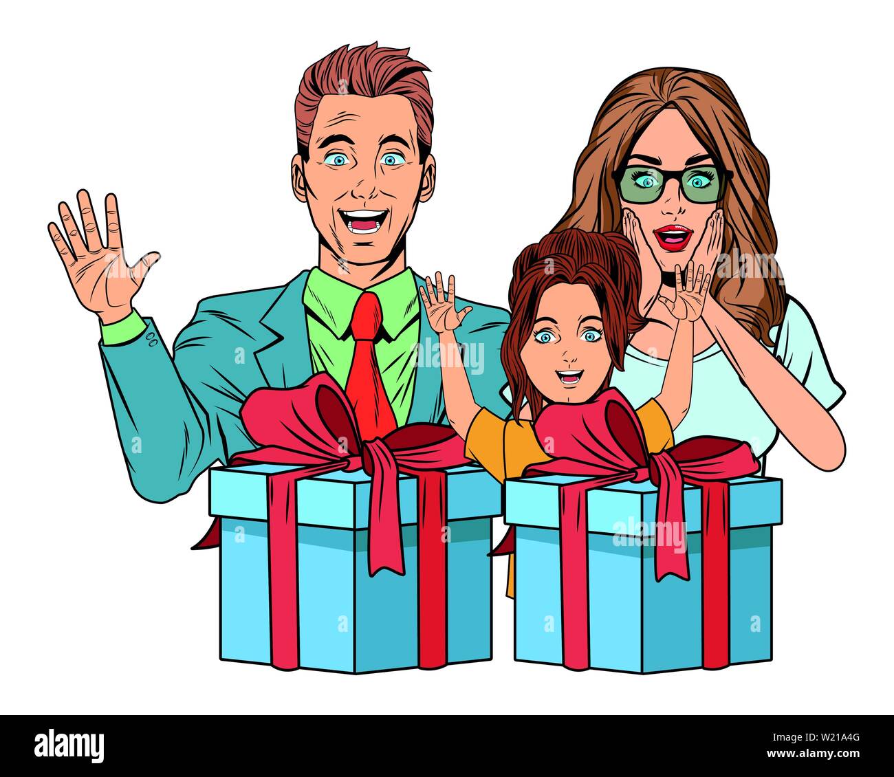 family avatar with gift box Stock Vector Image & Art - Alamy