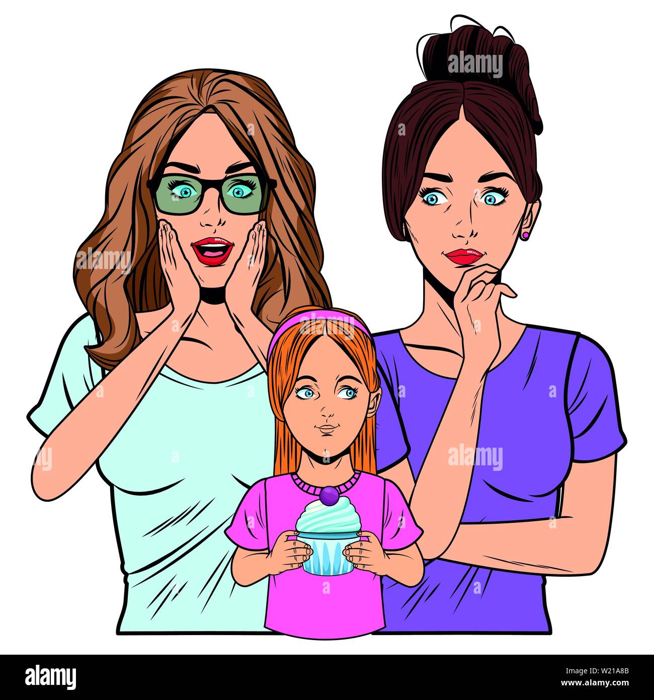 young women and little girl Stock Vector Image & Art - Alamy