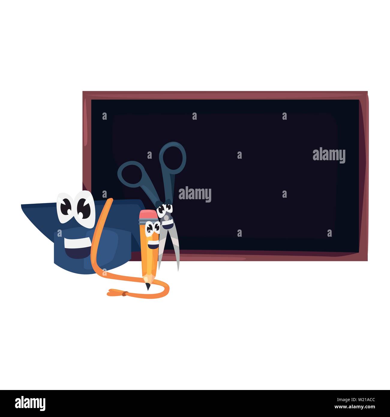 chalkboard cartoon back to school flat design vector illustration Stock ...