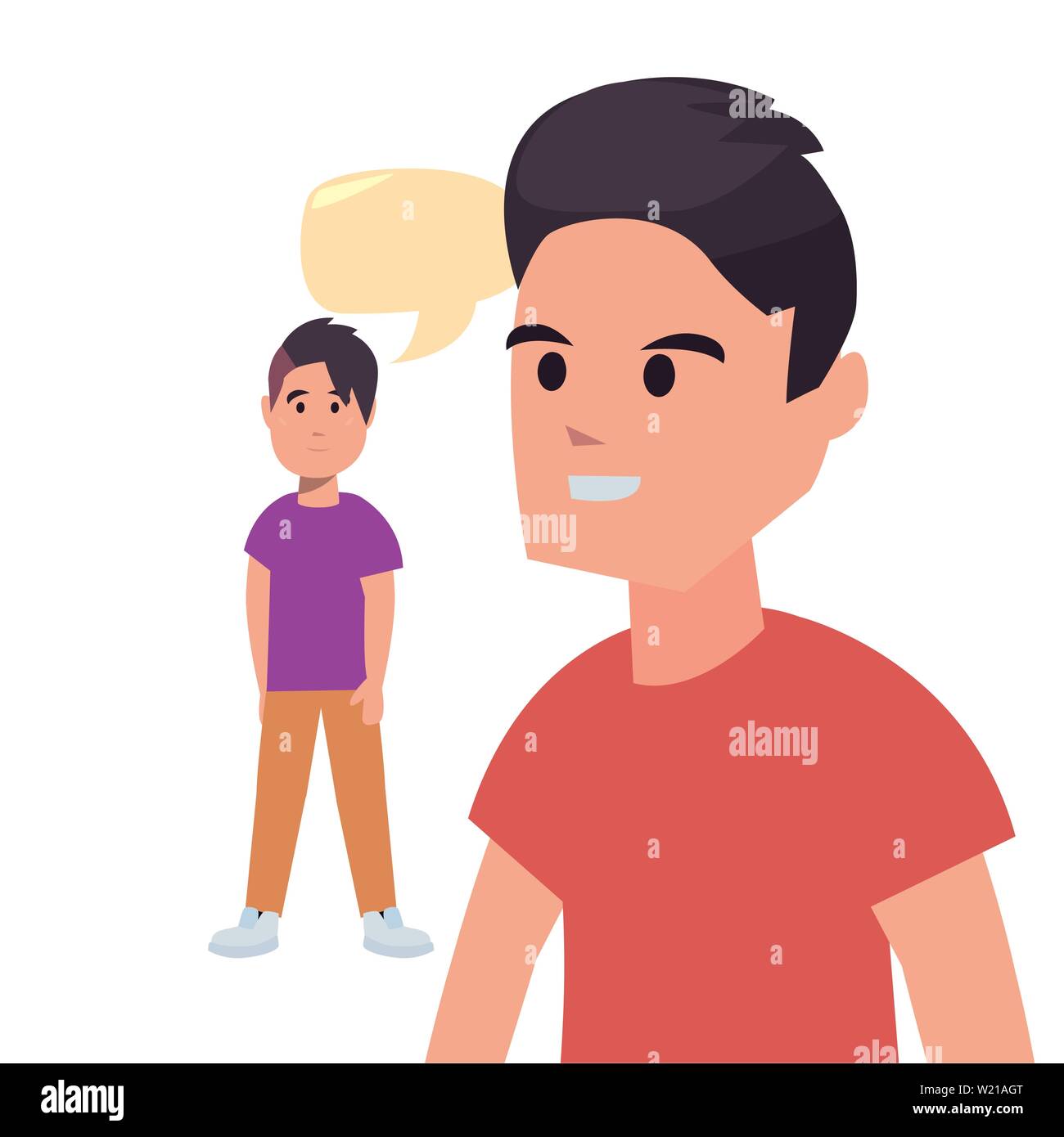 happy boys talk bubble back to school flat design vector illustration ...