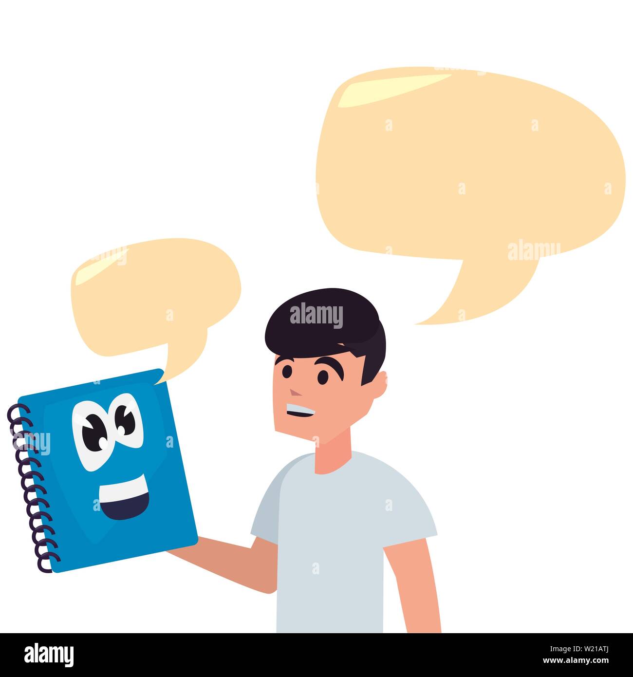 boy with book cartoon speech bubble back to school vector illustration ...