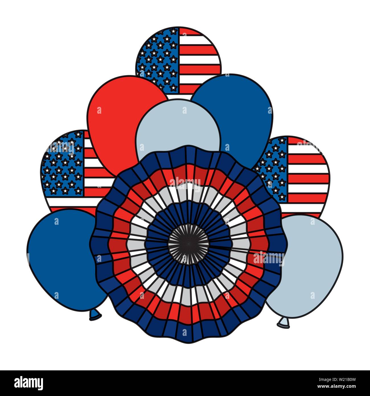 united states of america circular flag and balloons helium Stock Vector ...