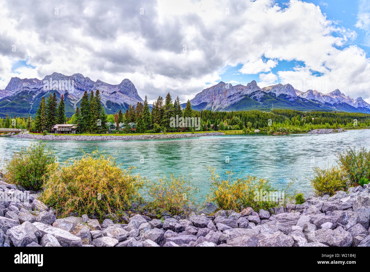 Canmore's Bow River Loop Trail on the southern Banff range of the Canadian Rockies in Alberta ...