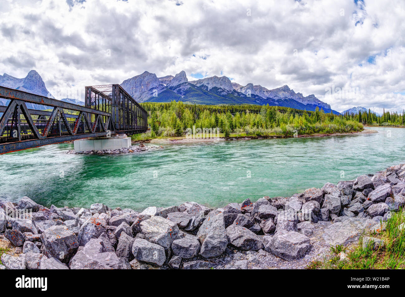 Historic Canmore Engine Bridge over the Bow River in the Canadian ...