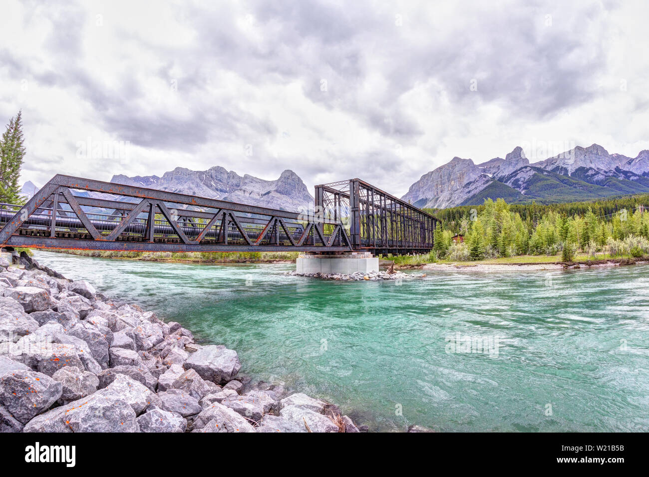 Historic Canmore Engine Bridge over the Bow River in the Canadian ...