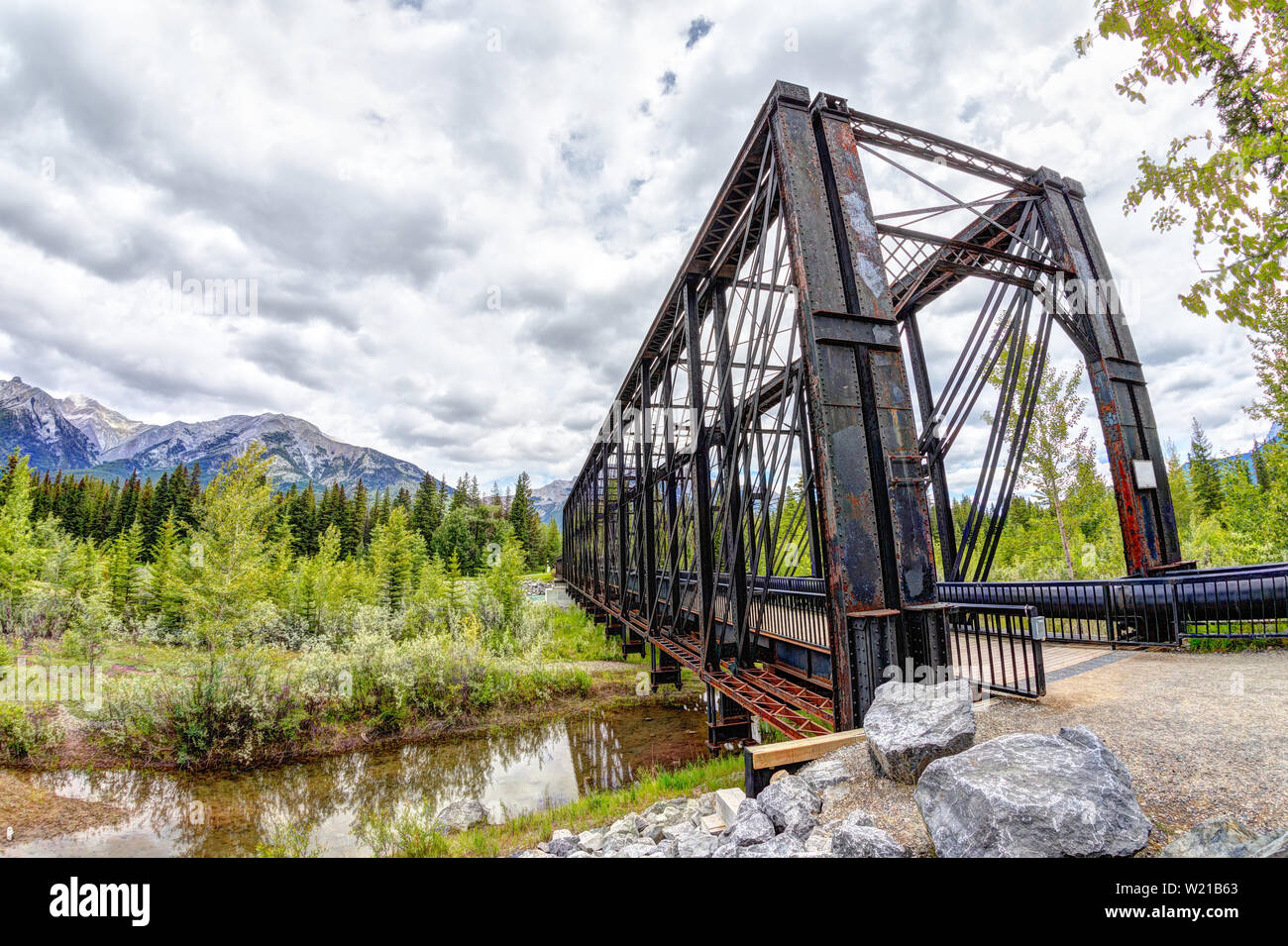 Historic Canmore Engine Bridge over the Bow River in the Canadian ...