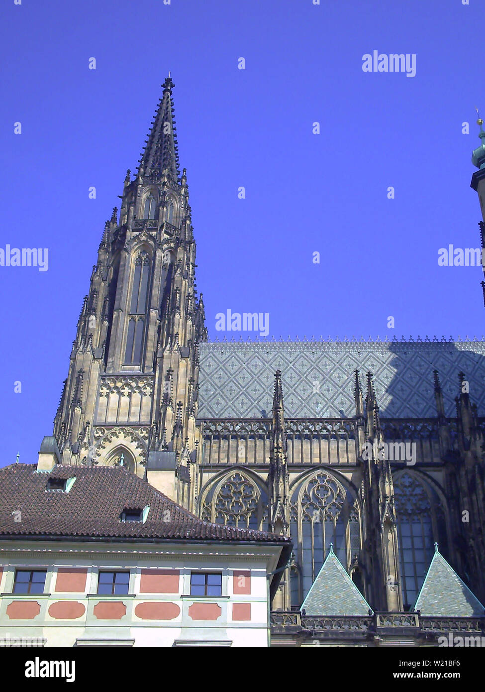 Saint Vitus Cathedral facade in Prague. This cathedral is an excellent ...