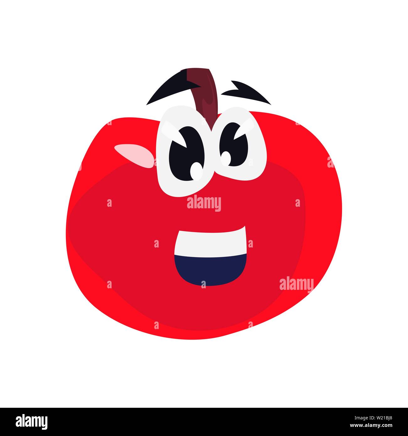 cute apple cartoon character flat vector illustration Stock Vector ...