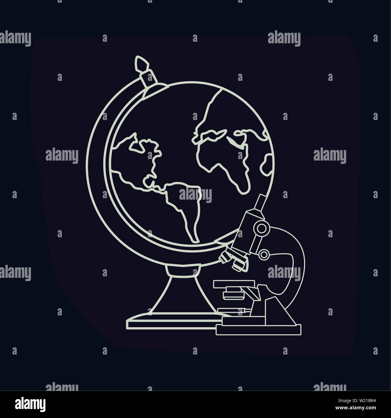 microscope globe map back to school vector illustration Stock Vector ...