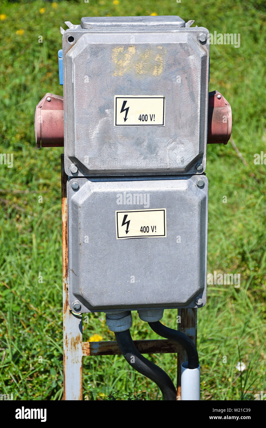 High voltage transformer outdoor in the park Stock Photo - Alamy