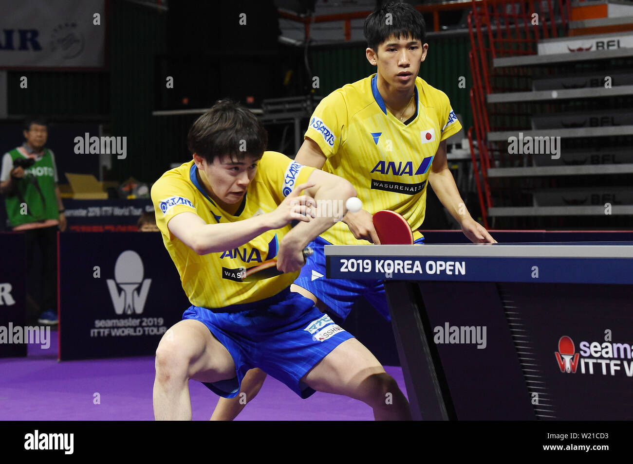Busan, South Korea. 5th July, 2019. Masataka Morizono (JPN), Maharu Yoshimura (JPN) Table Tennis ...