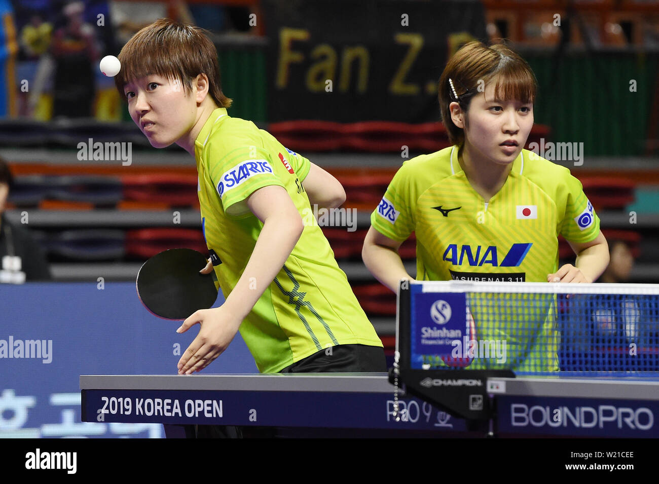 Busan, South Korea. 5th July, 2019. Miu Hirano (JPN), Saki Shibata (JPN ...
