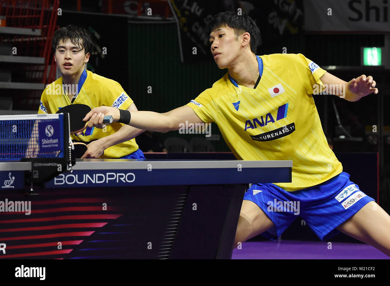 Busan, South Korea. 5th July, 2019. Koki Niwa (JPN), Tomokazu Harimoto (JPN) Table Tennis : The ...