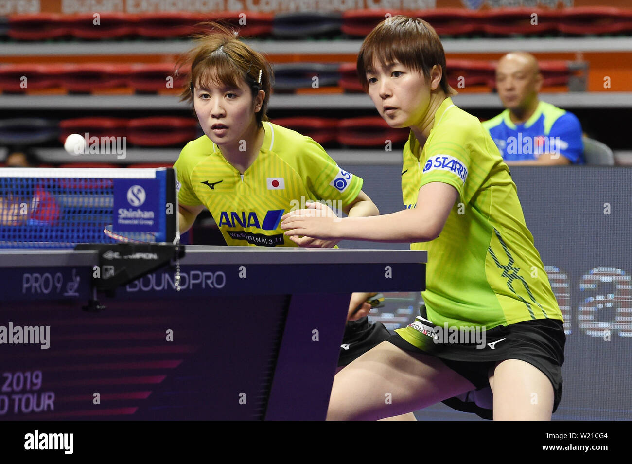 Busan, South Korea. 5th July, 2019. Miu Hirano (JPN), Saki Shibata (JPN ...