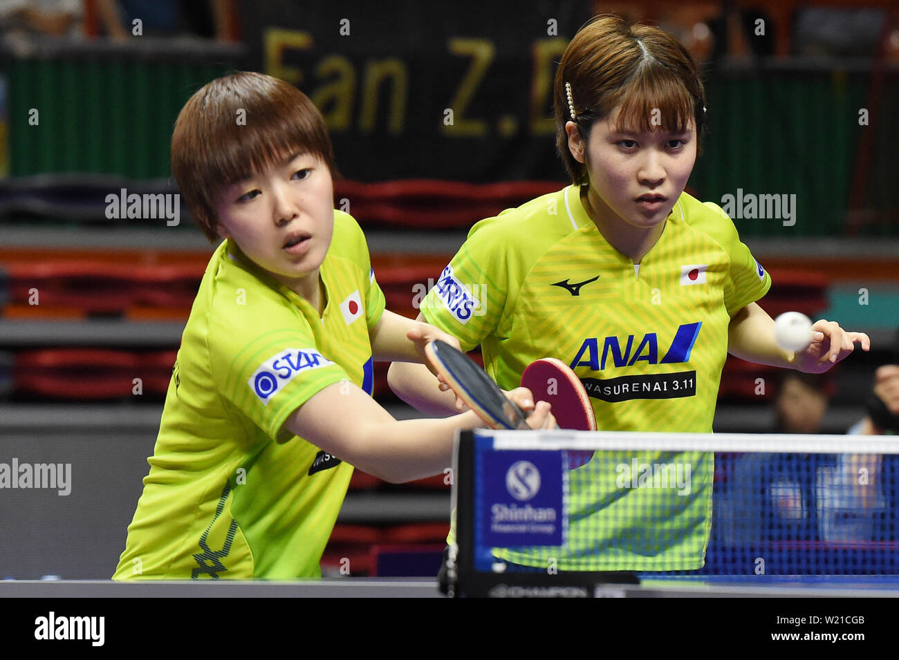 Busan, South Korea. 5th July, 2019. Miu Hirano (JPN), Saki Shibata (JPN ...