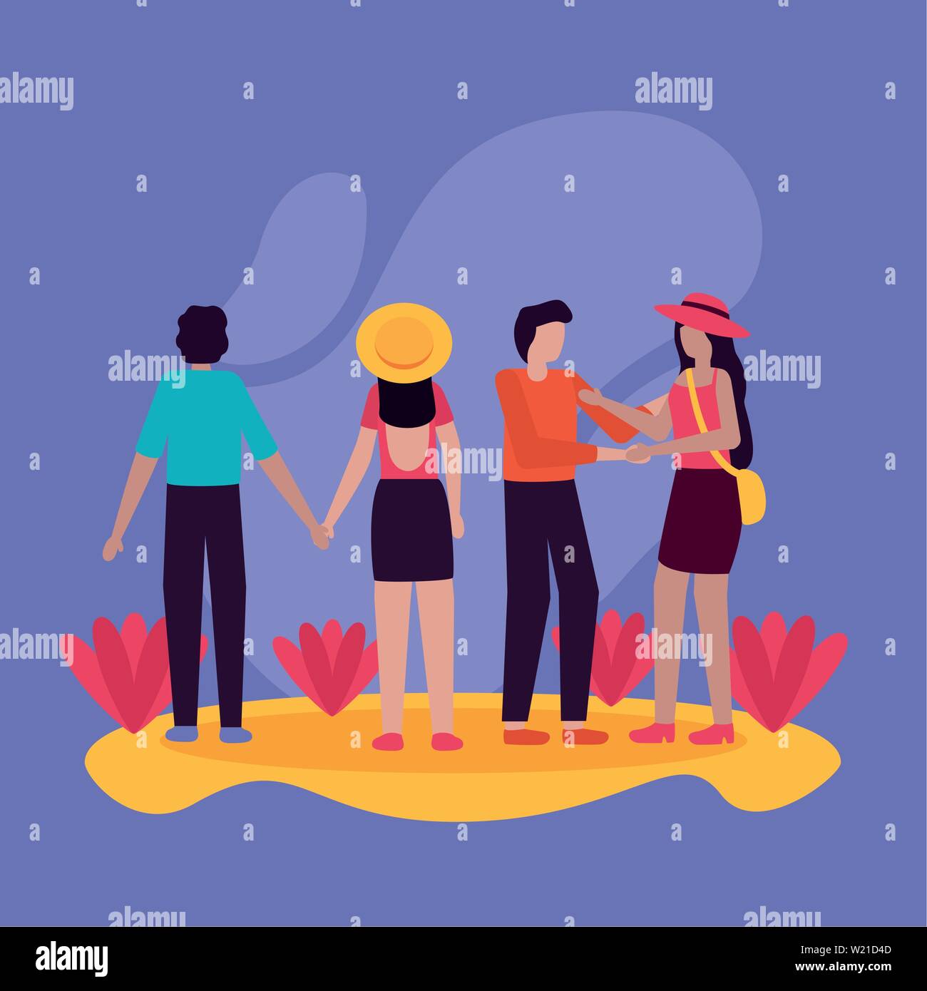 couple romantic activities outdoors flat Stock Vector Image & Art - Alamy