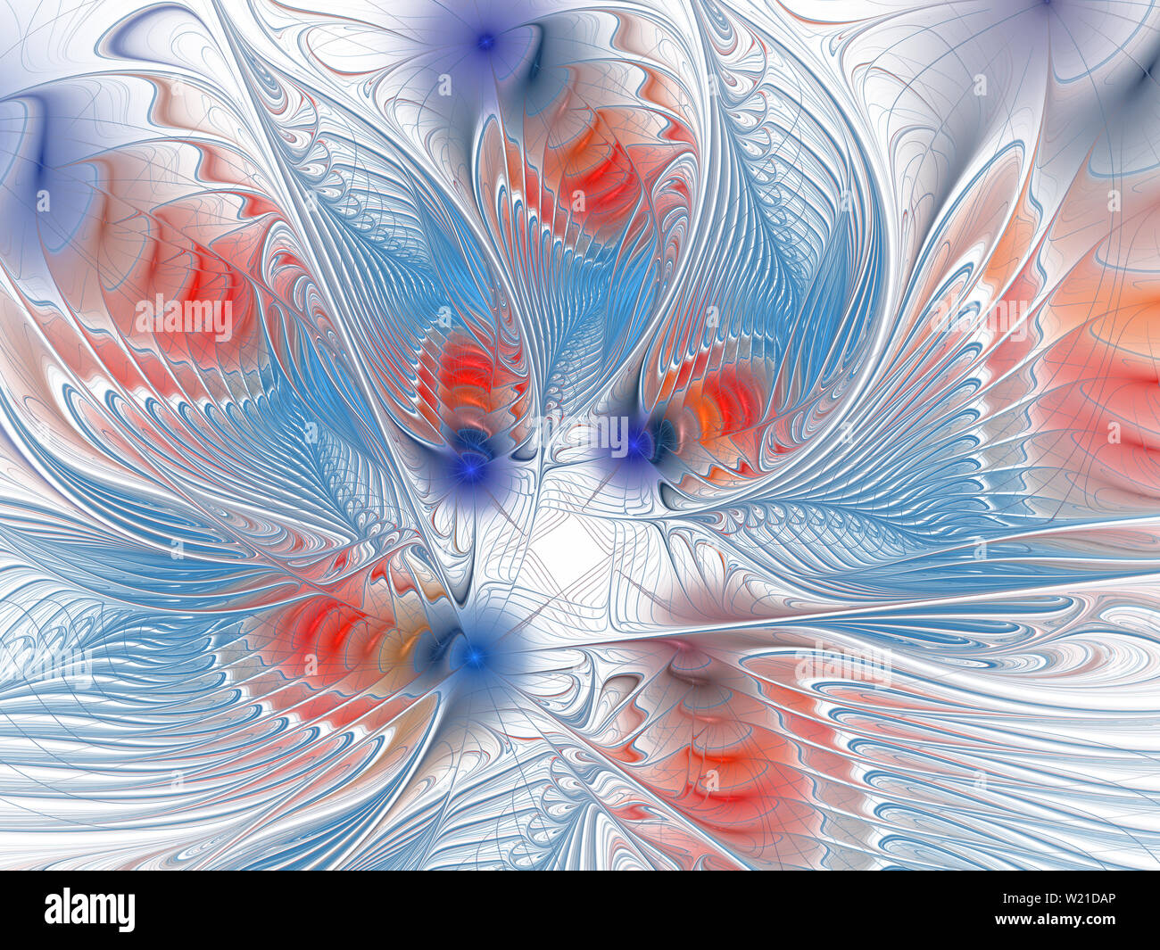 Fabulous fractal pattern in blue. Digital fractal art. Smooth blue ...