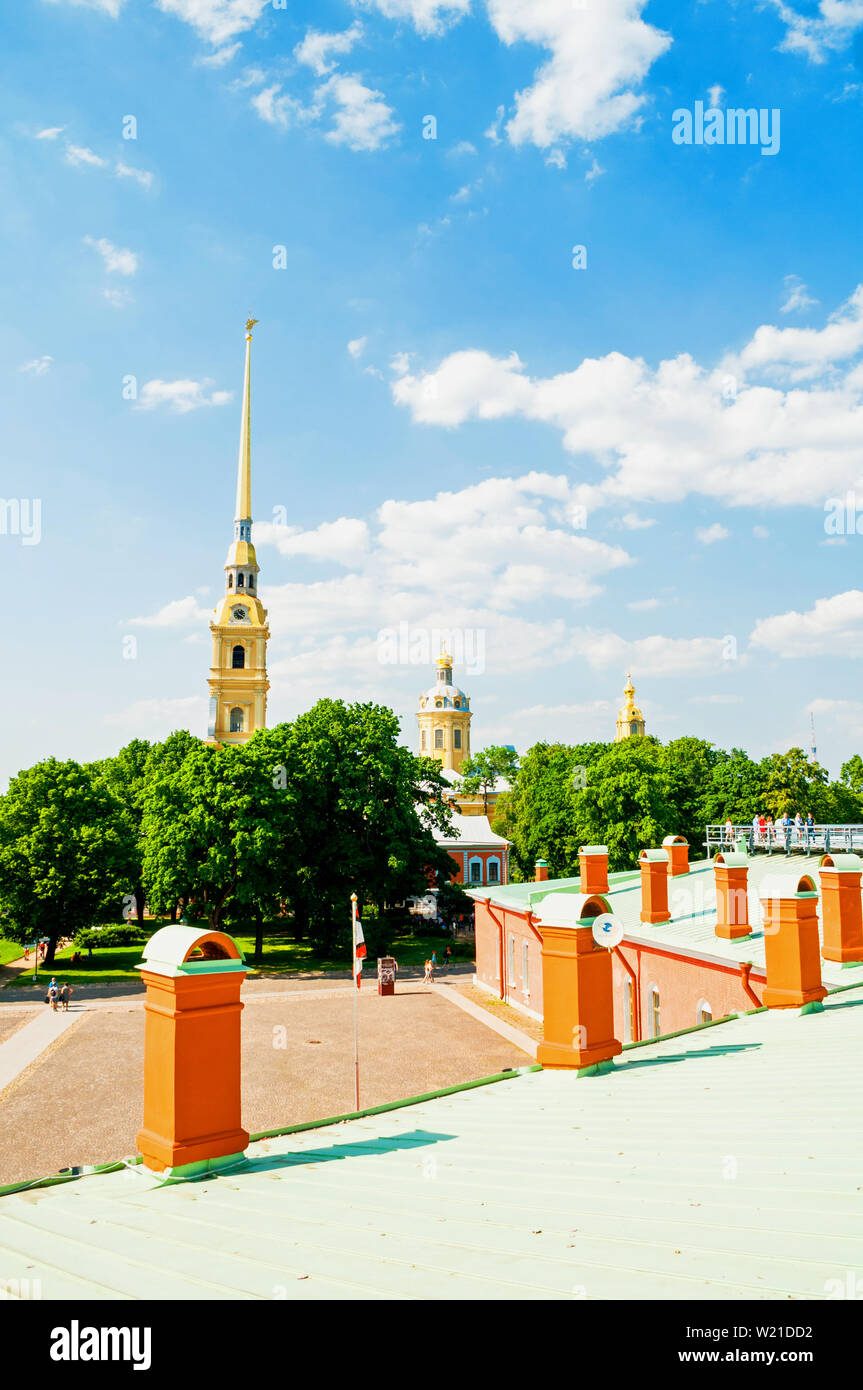 Peter and Paul cathedral with belfry - sunny view from height. Peter ...