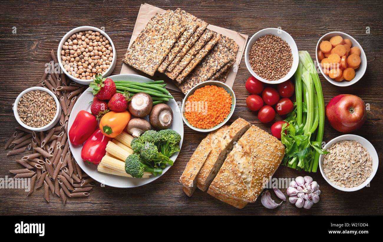 Healthy natural ingredients containing dietary fiber. Healthy high ...