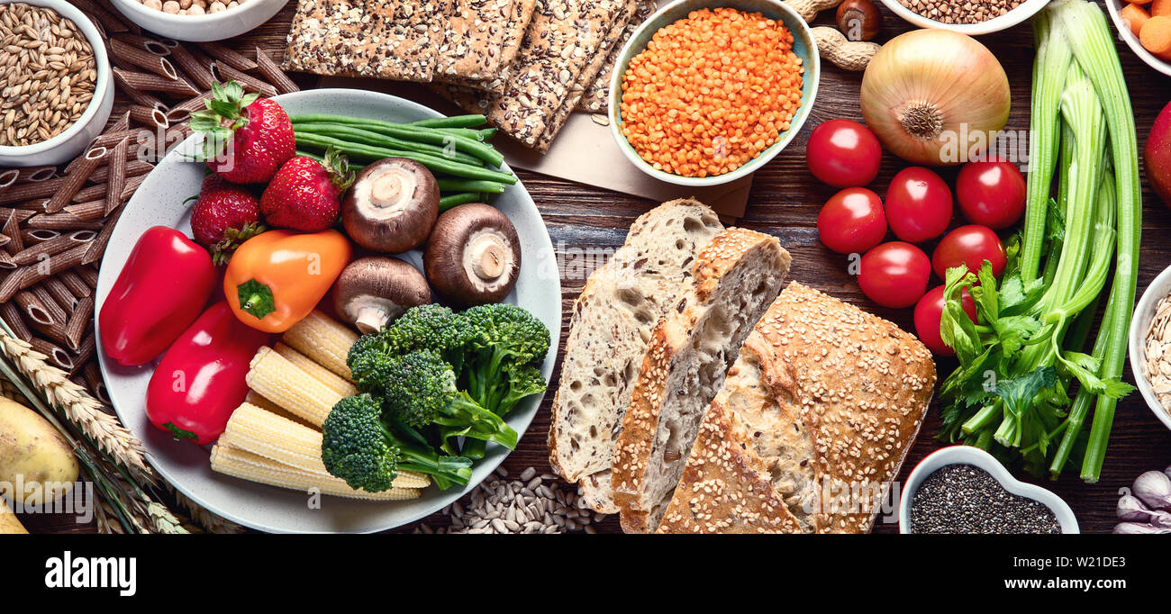 Healthy natural ingredients containing dietary fiber. Healthy high ...