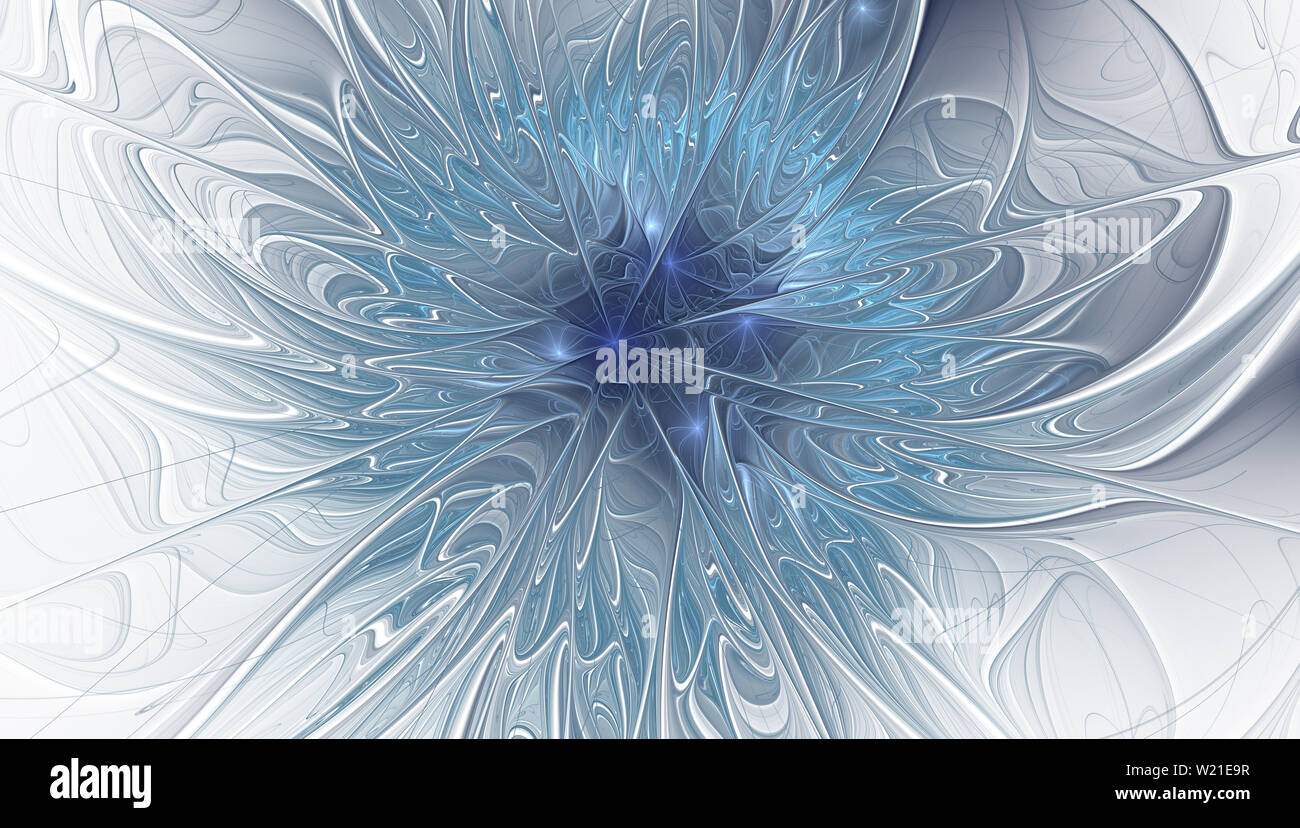 Fabulous fractal pattern in blue. Digital fractal art. Smooth blue ...